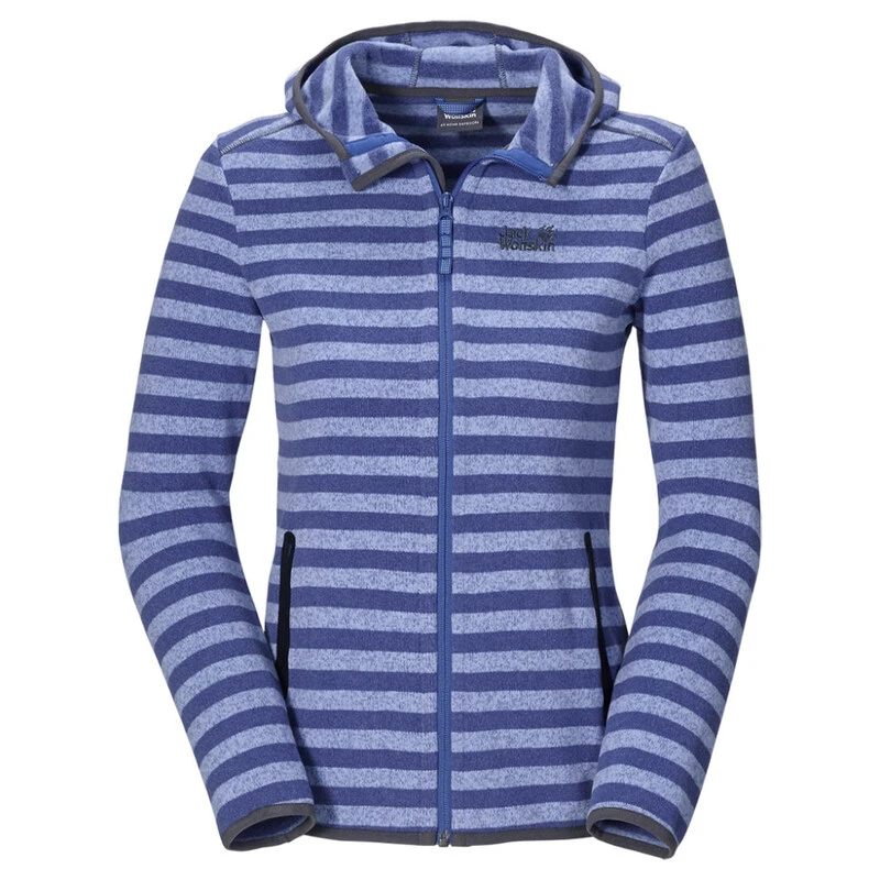 Jack Wolfskin Womens Caribou Stripe Fleece Jacket (Blueberry Stripes)