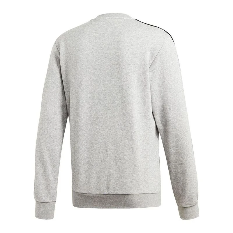 Adidas Mens Essentials 3-Stripes Pullover (Grey/Black) | Sportpursuit.