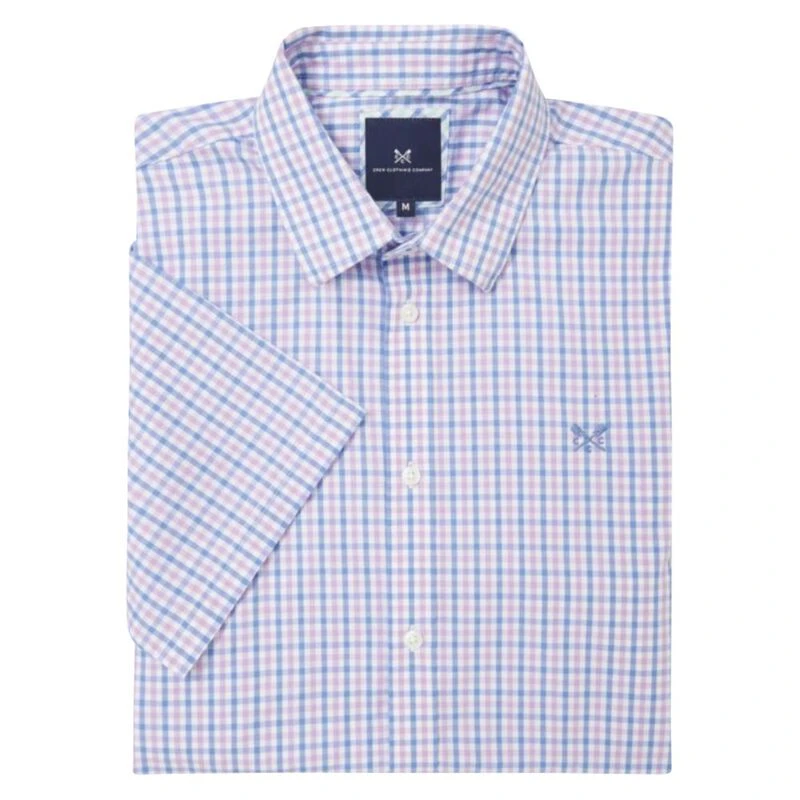 Crew Clothing Co. Mens Micro Check Shirt (White/Blue/Pink) | Sportpurs