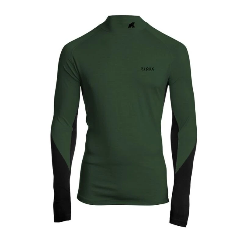 FjorkMerino Mens Tech Eiger Roll Baselayer (Green) | Sportpursuit.com