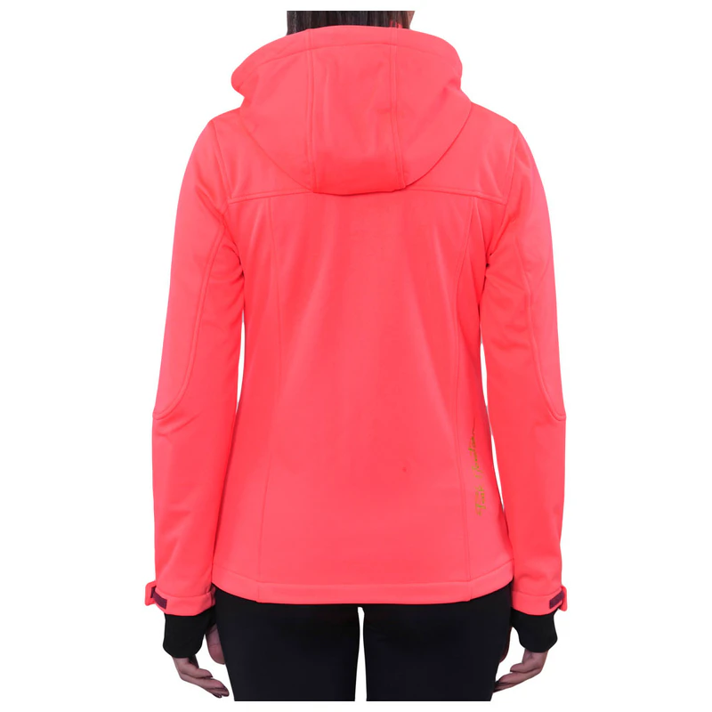 Peak Mountain Womens Polar Softshell Jacket (Coral/Violet) | Sportpurs
