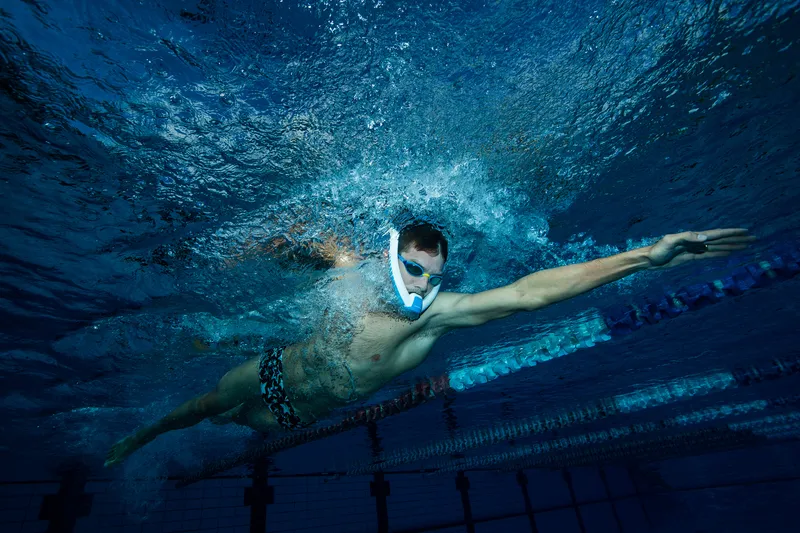 AMEO Powerbreather Wave Snorkel 2.0 (White/Blue) | Sportpursuit.com