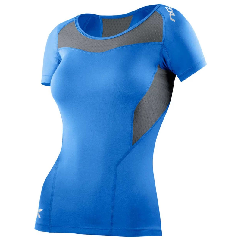 2XU Womens Base Compression Short Sleeve Top (Blue/Grey) | Sportpursui